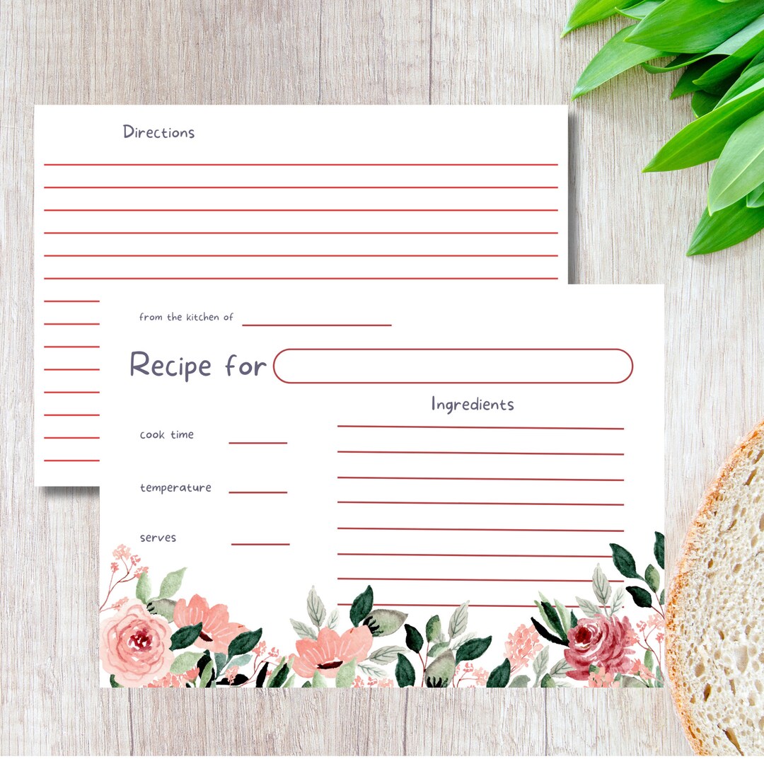 Old Rose Flower Theme Recipe Cards-ready to Used 12 Pcs per Pack ...