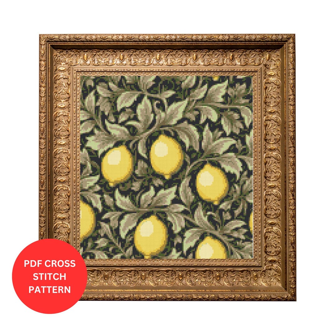Fruits Inspired by William Morris Wallpaper Cross Stitch Pattern Floral ...