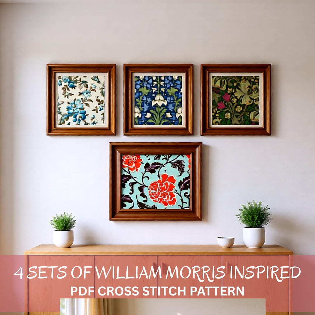 William Morris Cross Stitch Pattern Bundle | Set of 4 Floral Botanical ...