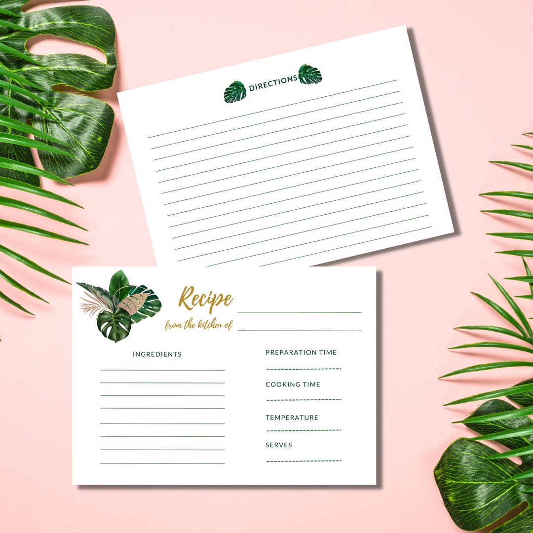 Personalized Tropical Recipe Box Cards, Recipe Cards, Custom Recipe ...