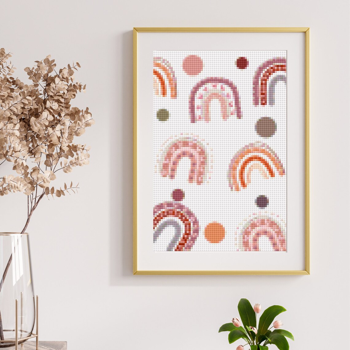 Set of 15 Boho Cross Stitch Patterns, Abstract Nature Cross Stitch ...