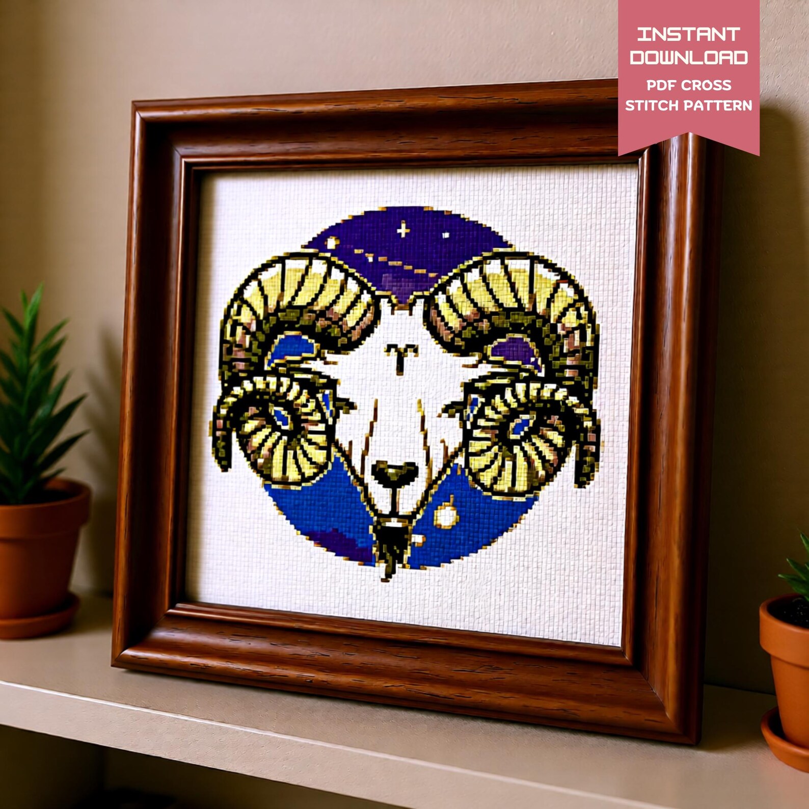 Aries Cross Stitch Pattern | Zodiac Embroidery PDF | Astrology DIY ...