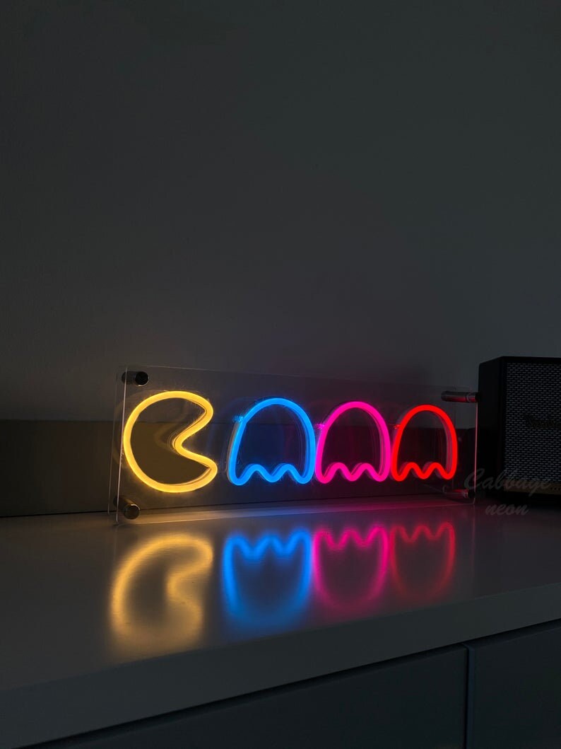 Pacman Neon Sign/ Pac Man Led Sign/ Pac Man Wall Decor/ Neon | Etsy
