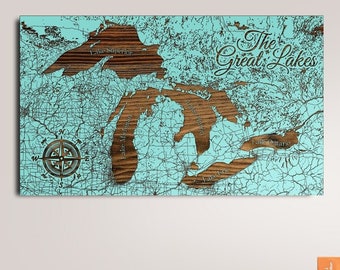 Laser Lake Map Michigan - Etsy