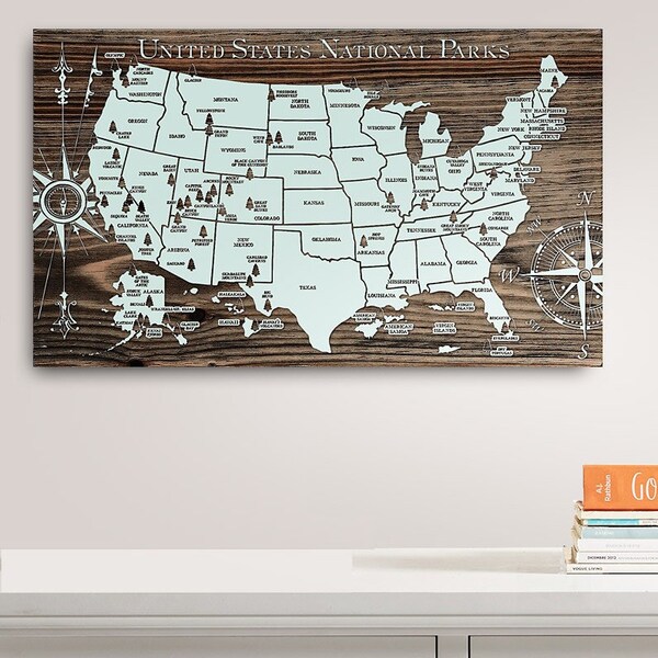 Laser Engraved Map National Parks - Etsy