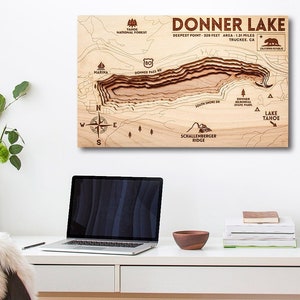 Donner Lake CA 3D Wood Map | Gifts for Him, Gifts for Her, Truckee CA ...