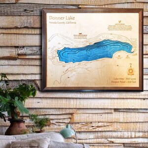 Custom Donner Lake 3D Wood Map Nautical Depth Map of Donner - Etsy