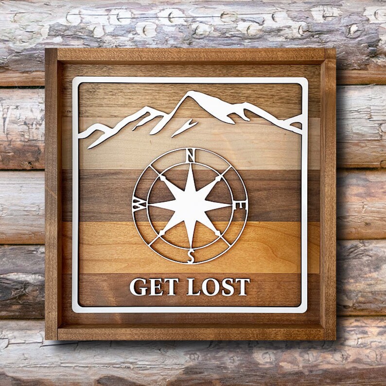 Custom Compass Rose Wooden Recreation Sign Personalized Compass W ...
