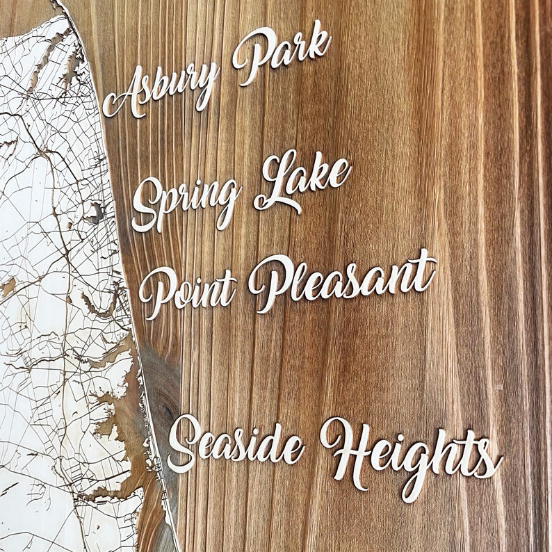 Wooden New Jersey Shore Wall Map | Point Pleasant, Seaside Heights ...