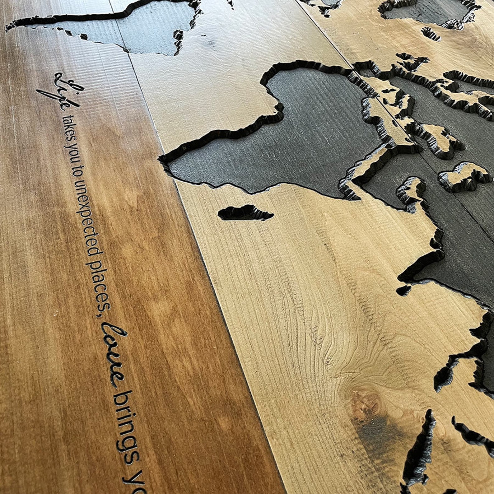 Wooden World Map, Custom Live Edge Map of the World, Rustic Cabin Décor ...
