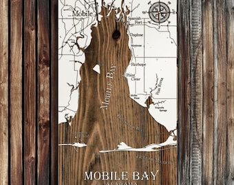 Mobile Bay Map Alabama - Etsy