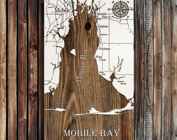Mobile Bay Map Alabama - Etsy