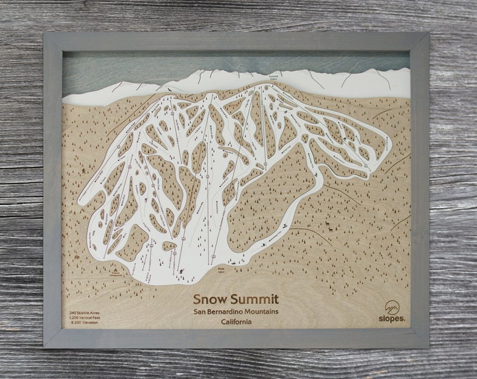Snow Summit Ski Map Printable, Snow Summit Printable Ski Map 16x20, Big ...
