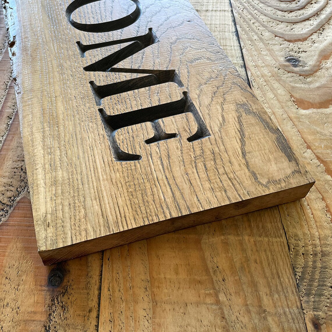 Wood Carved Deer Welcome Sign Welcome Live Edge Sign Rustic - Etsy