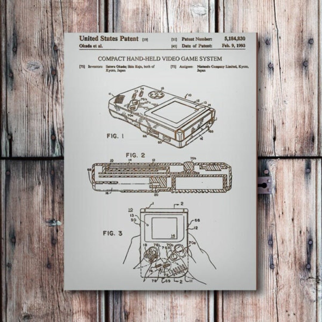 Nintendo Gameboy Patent Wood Sign Laser-engraved Wooden Patent Art ...