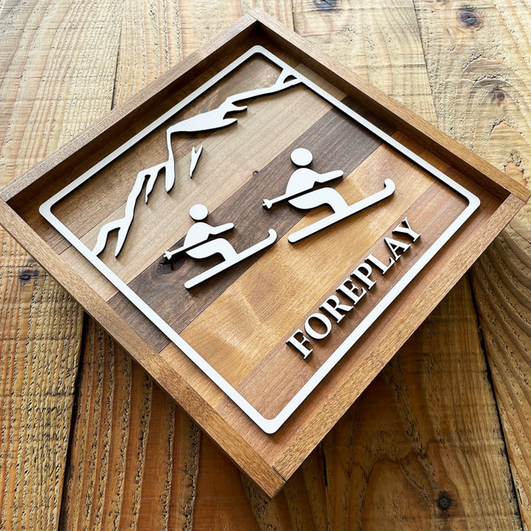 Custom Dueling Skiers Wooden Skiing Signs Ski Signs, Recreation Signs ...