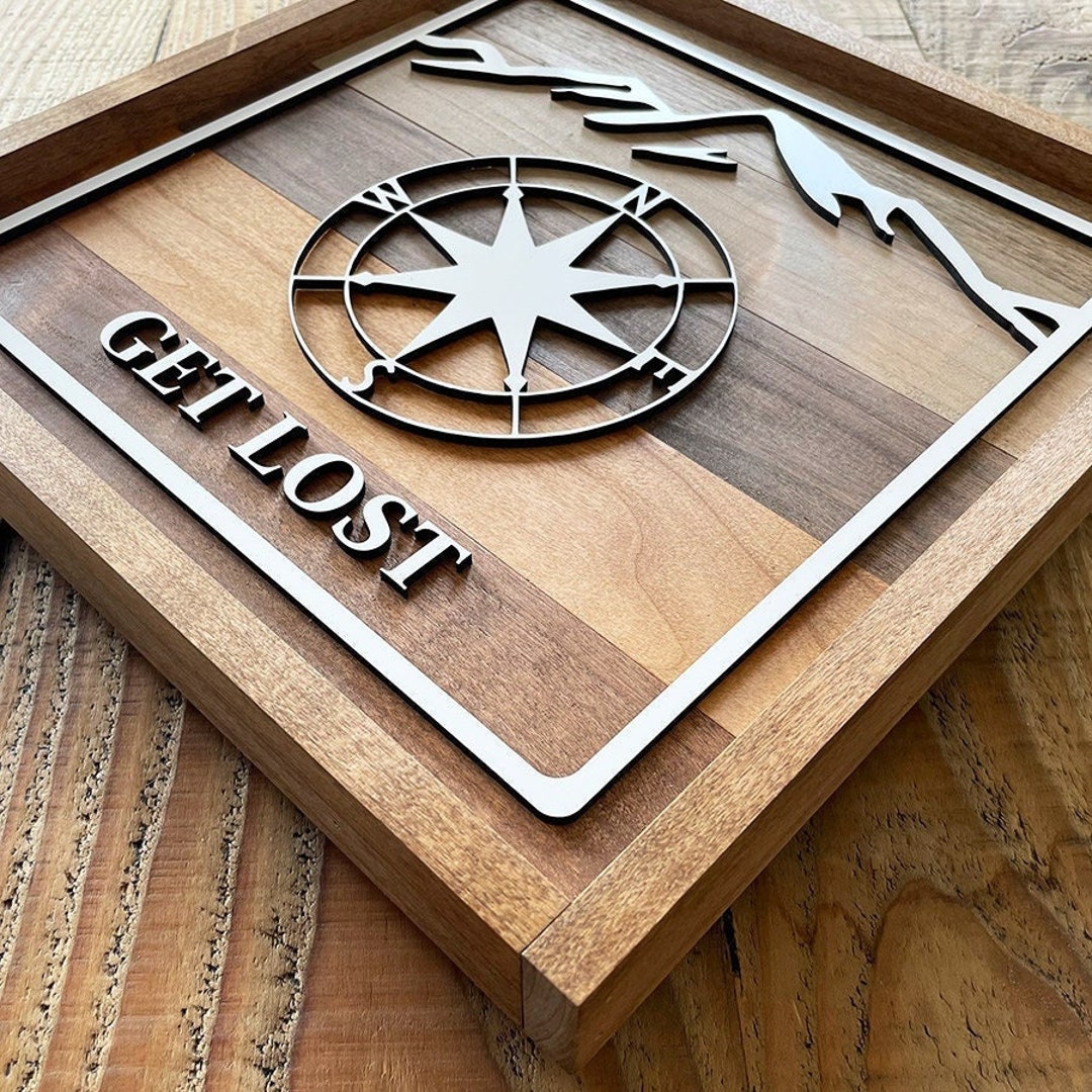 Custom Compass Rose Wooden Recreation Sign Personalized Compass W ...