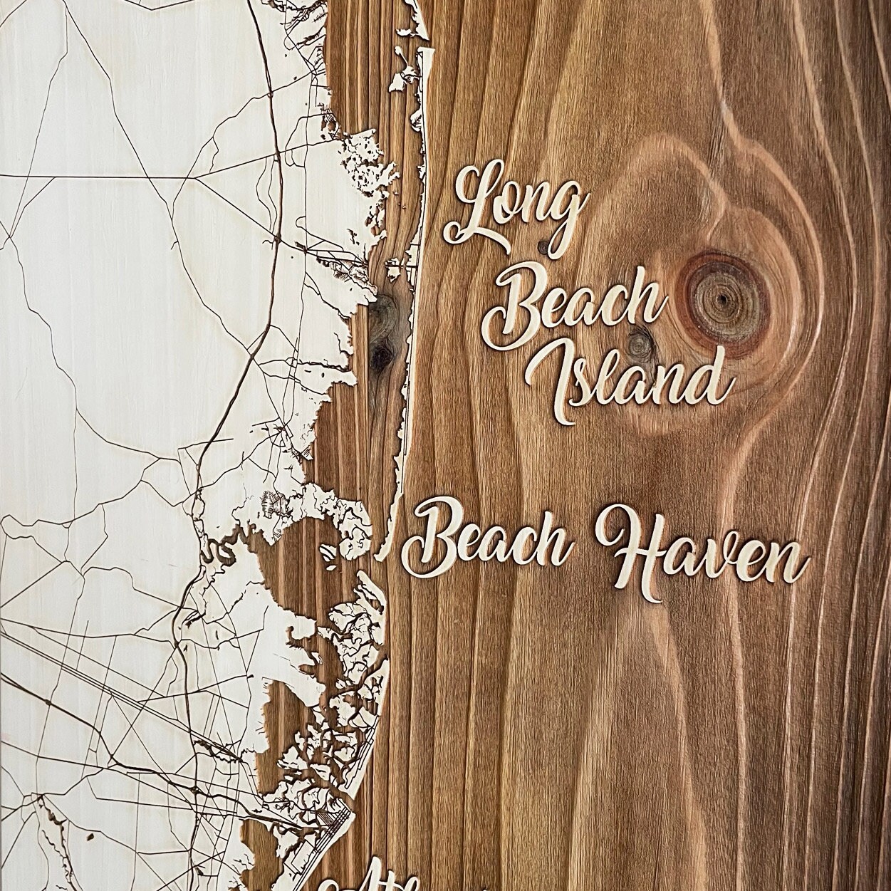 Wooden New Jersey Shore Wall Map | Point Pleasant, Seaside Heights ...
