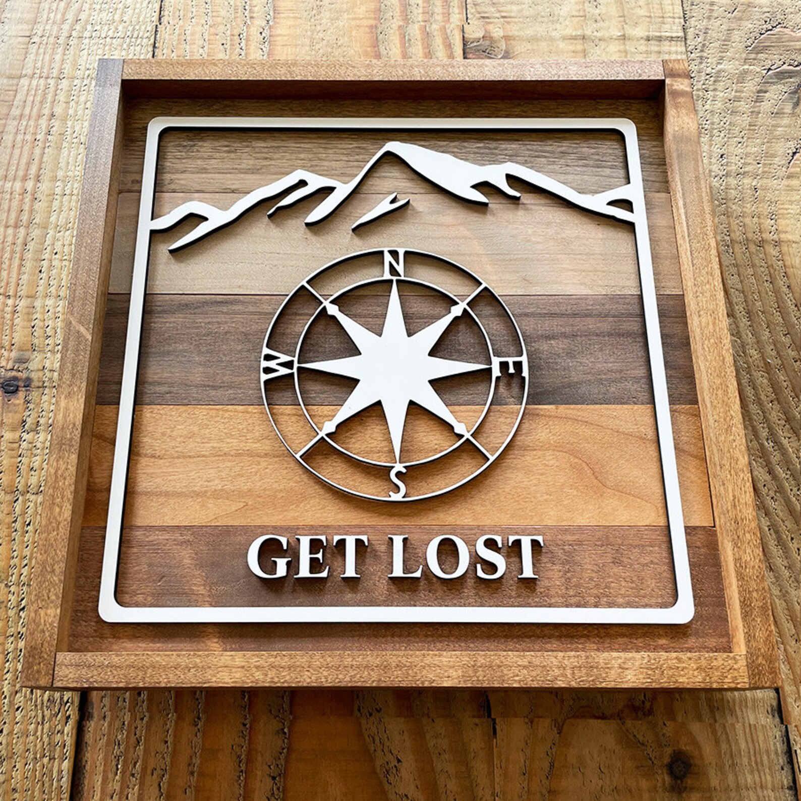 Custom Compass Rose Wooden Recreation Sign Personalized Compass W ...