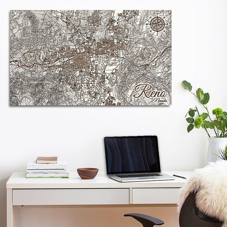 Reno NV Wood Street Map (large) | Laser-engraved Burnt Wooden Reno ...