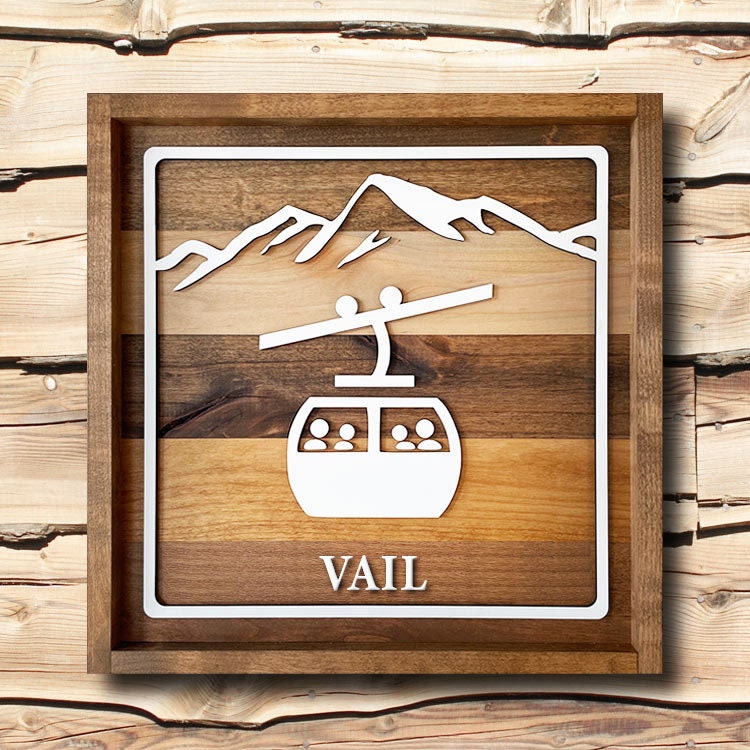 Vail Colorado Gondola Sign, Gifts for Skiers Skier, Snowboarder ...