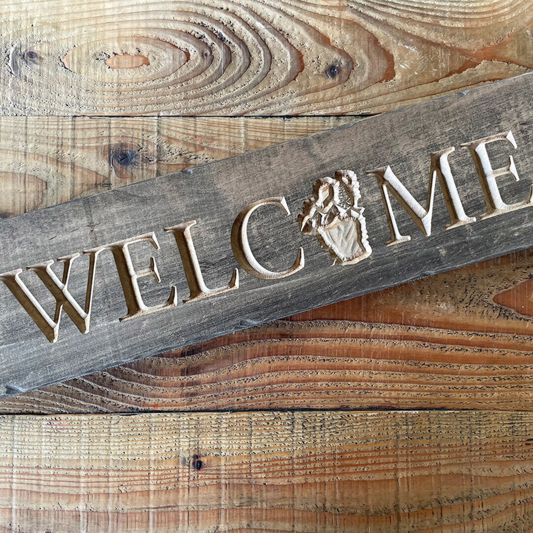 Lake Tahoe Wood Carved Bear Sign, Welcome Live Edge Sign, Rustic ...