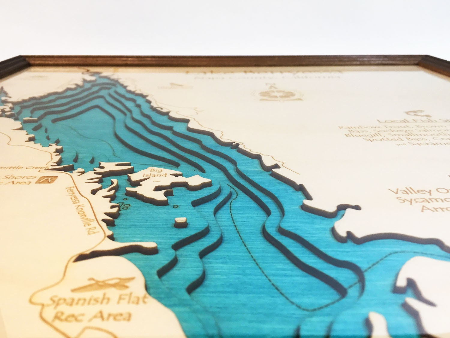 Wooden Lake Berryessa Map, 3D Nautical Map | California | Nautical Wood ...