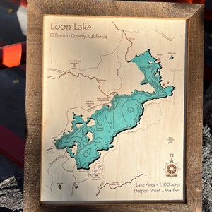Loon Lake, CA Wood Map, Rubicon Trail Map | Lake Tahoe Gift ...