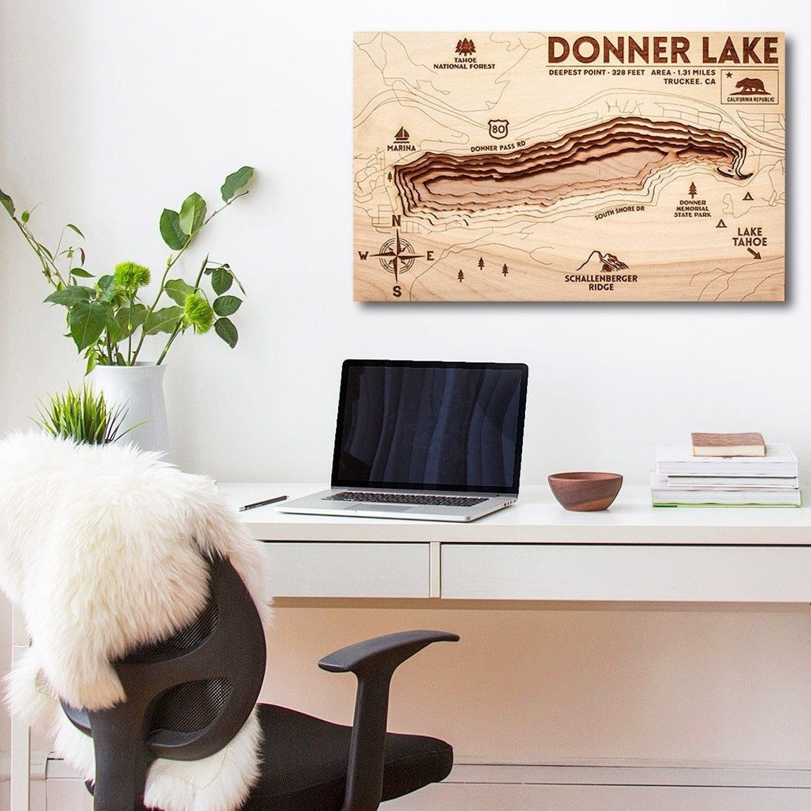 Donner Lake CA 3D Wood Map Gifts for Him, Gifts for Her, Truckee CA ...