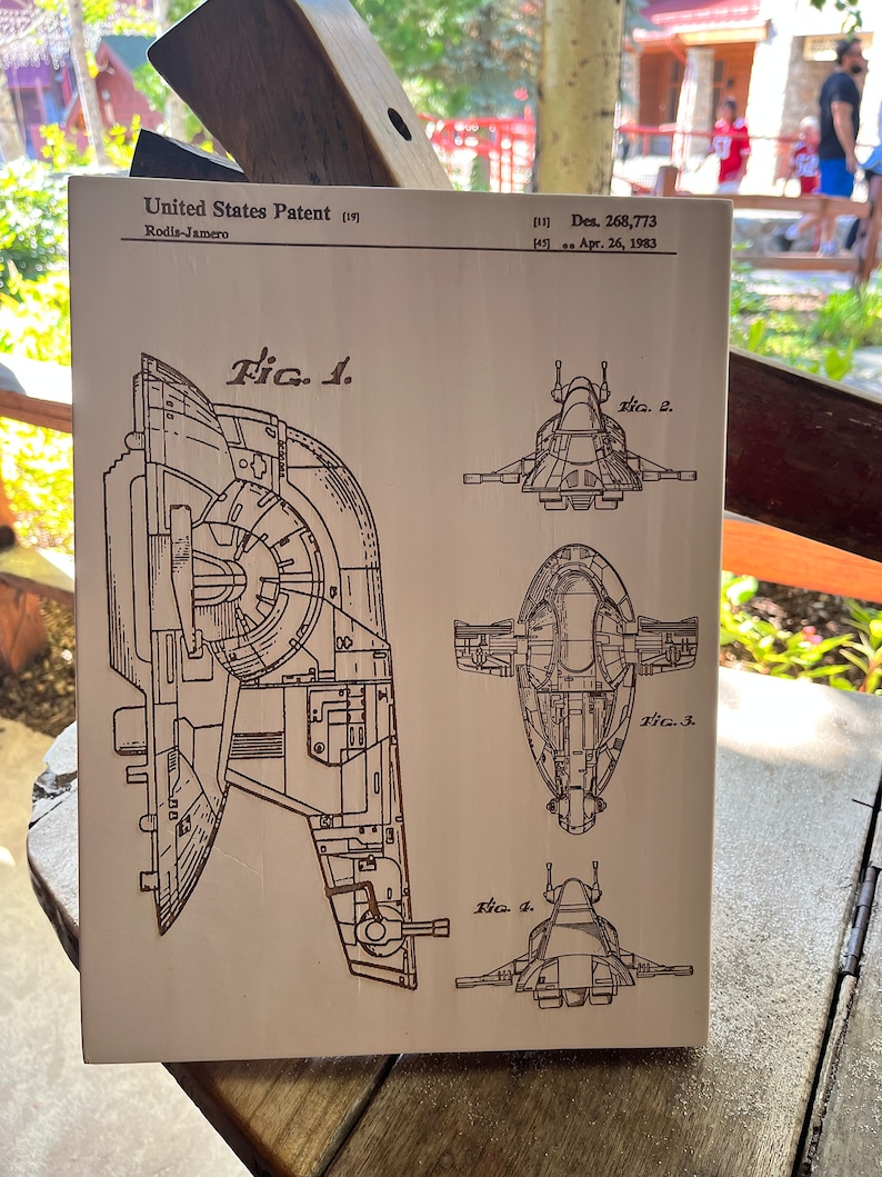 Star Wars Slave 1 Patent Wood Sign Laser-engraved Wooden Patent Art ...