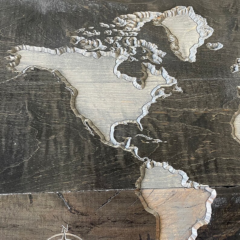 Wood Carved Map of the World Custom Wooden World Map Rustic - Etsy