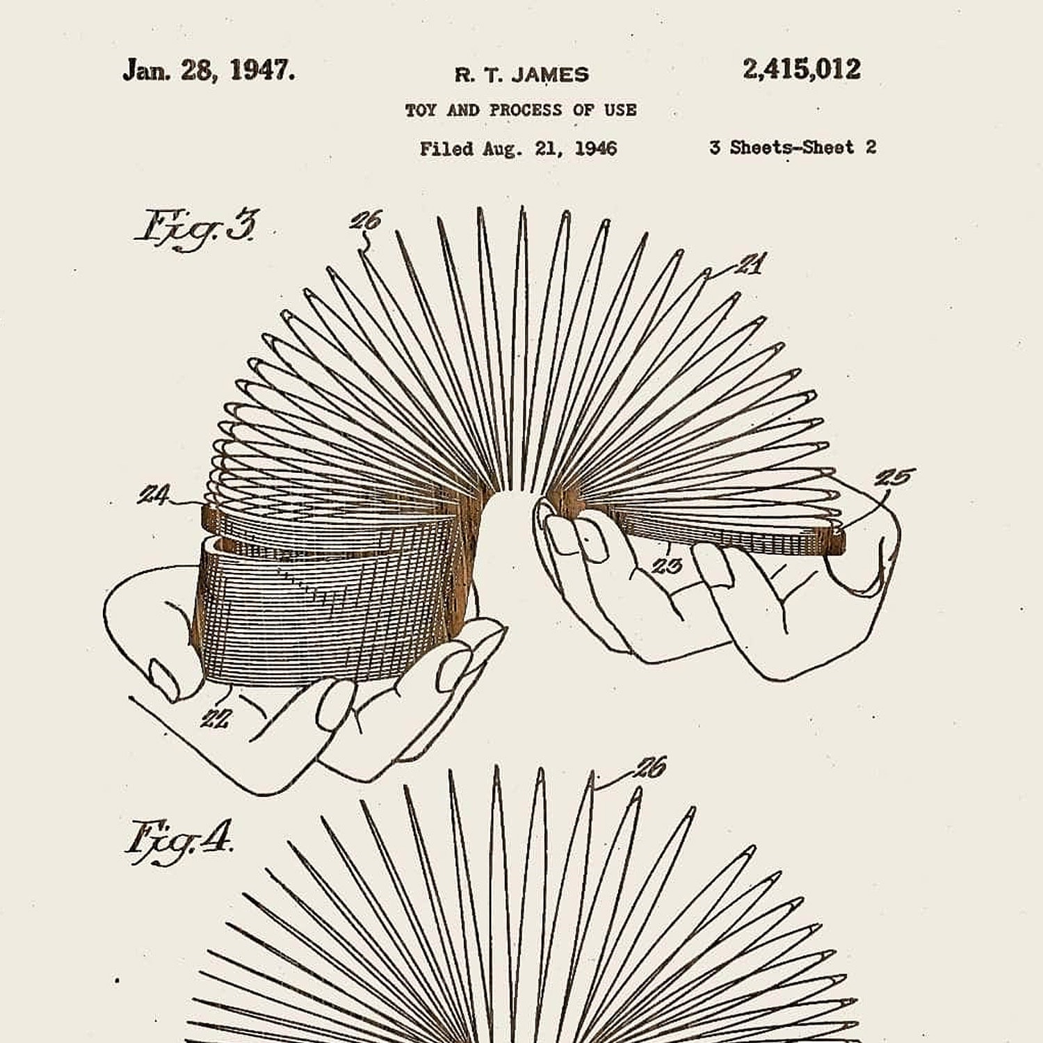 Slinky Patent Wood Sign | Laser-engraved Wooden Patent Art | Painted ...