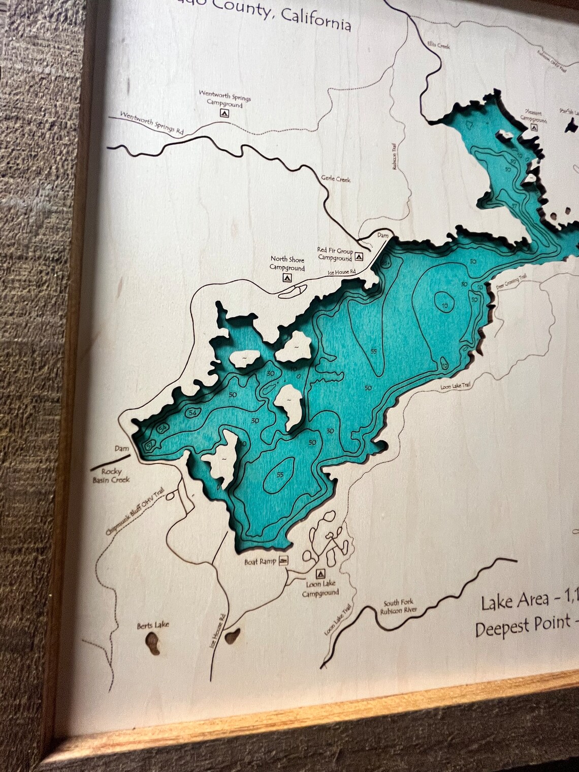 Loon Lake, CA Wood Map, Rubicon Trail Map | Lake Tahoe Gift ...