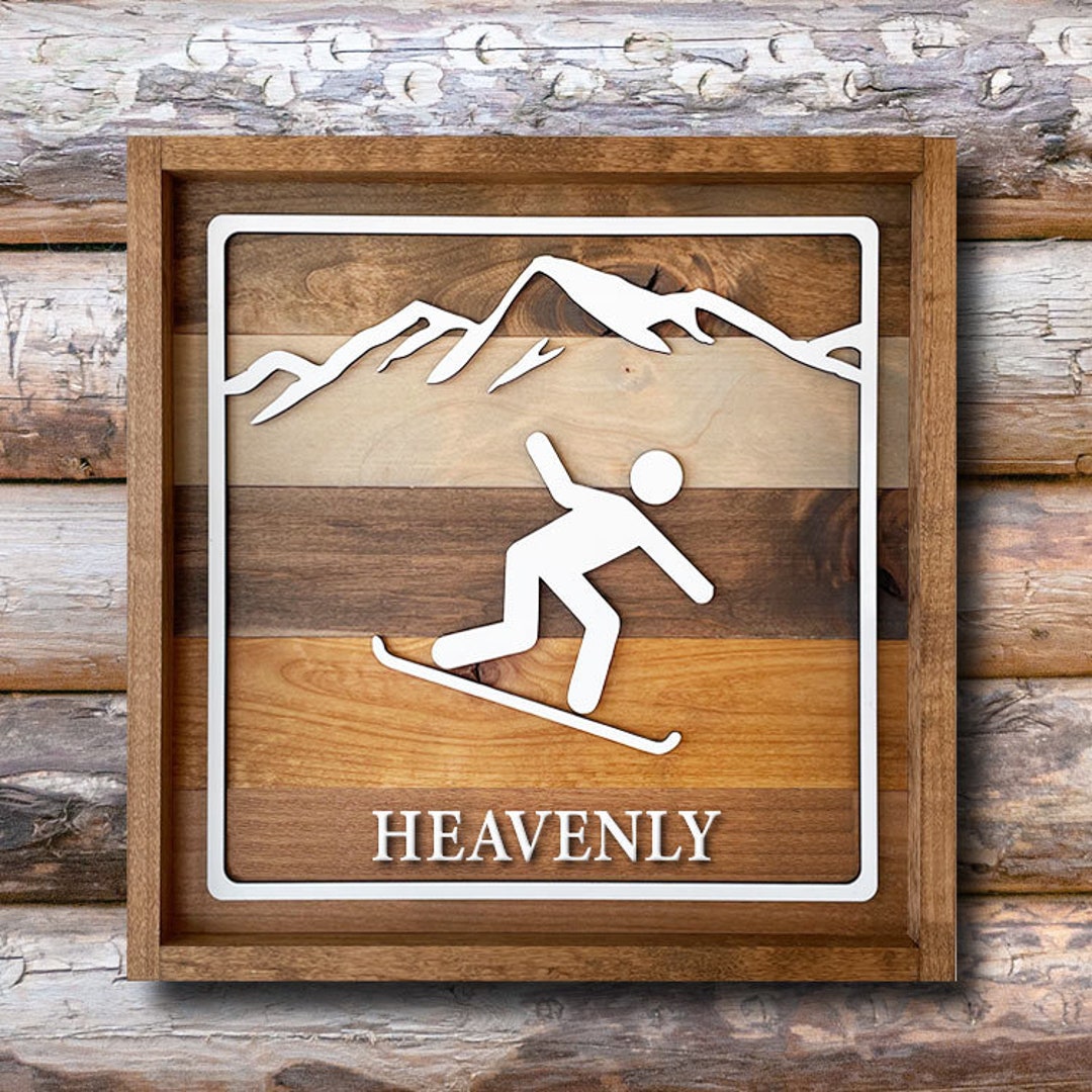 WOOD Heavenly Ski Signs | Skier, Snowboarder, Gondola, Chairlift Art ...