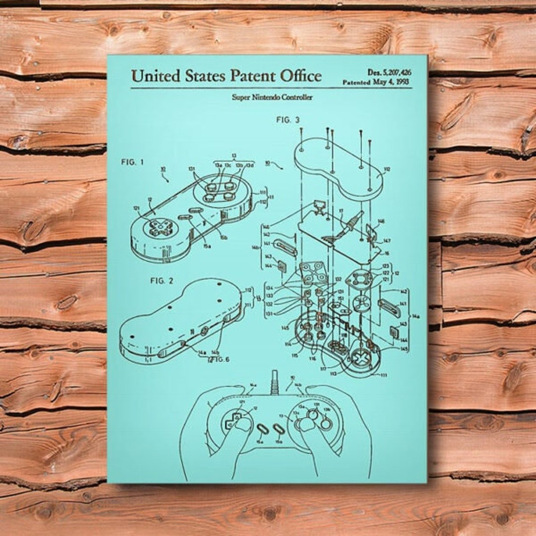Super Nintendo Controller Video Game Patent Wood Sign | Laser-engraved ...