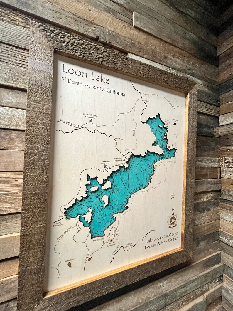 Loon Lake, CA Wood Map, Rubicon Trail Map | Lake Tahoe Gift ...