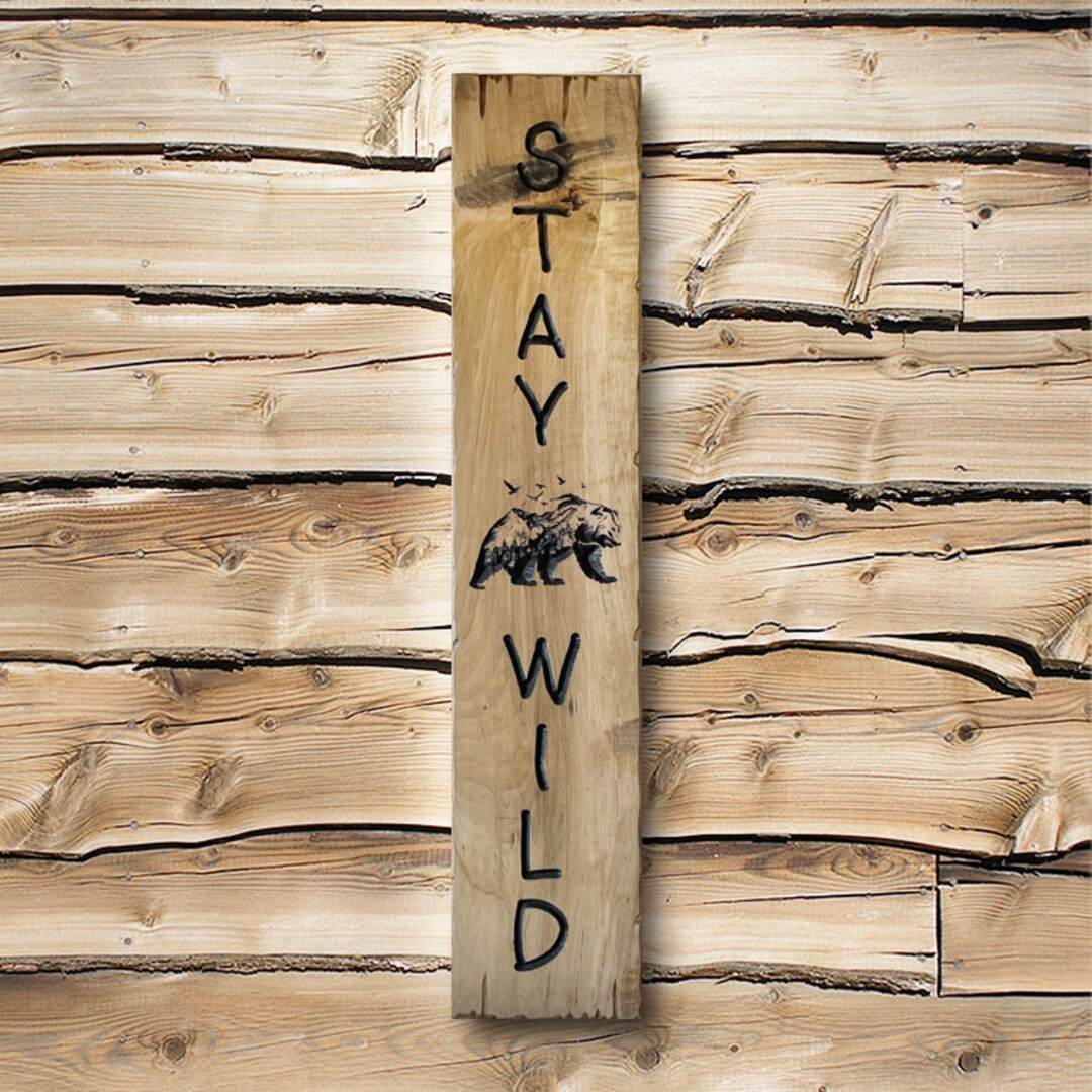 Custom Wood Carved Welcome Sign, Rustic Bear Welcome Sign, Bear Wall ...