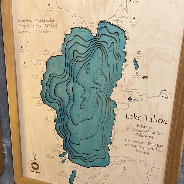 3d Map of Lake Tahoe - Etsy