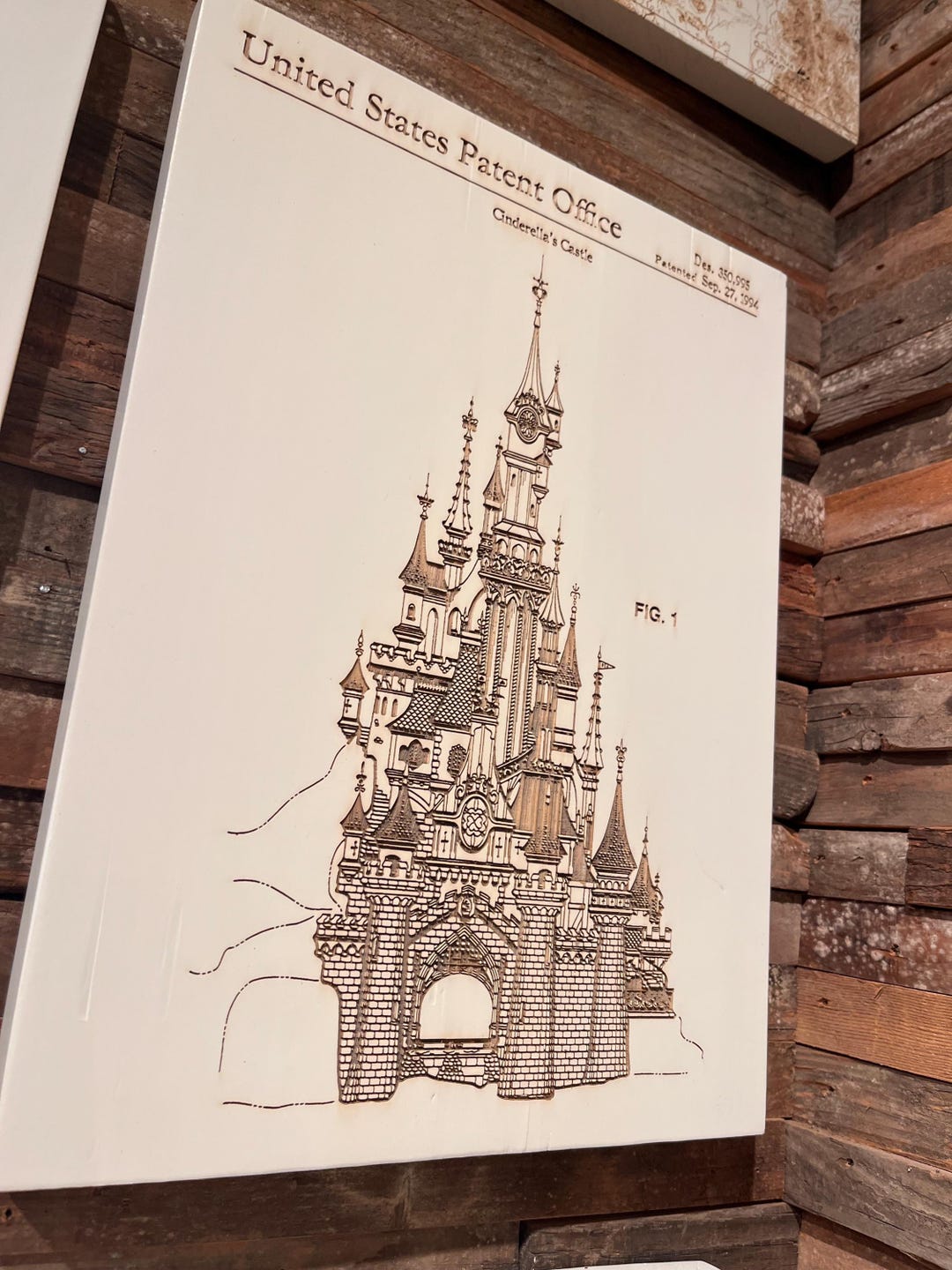 Cinderellas Castle Patent Wood Sign Laser-engraved Wood Patent Painted ...