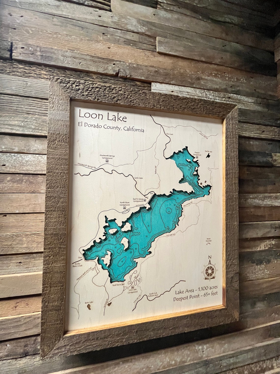 Loon Lake, CA Wood Map, Rubicon Trail Map | Lake Tahoe Gift ...