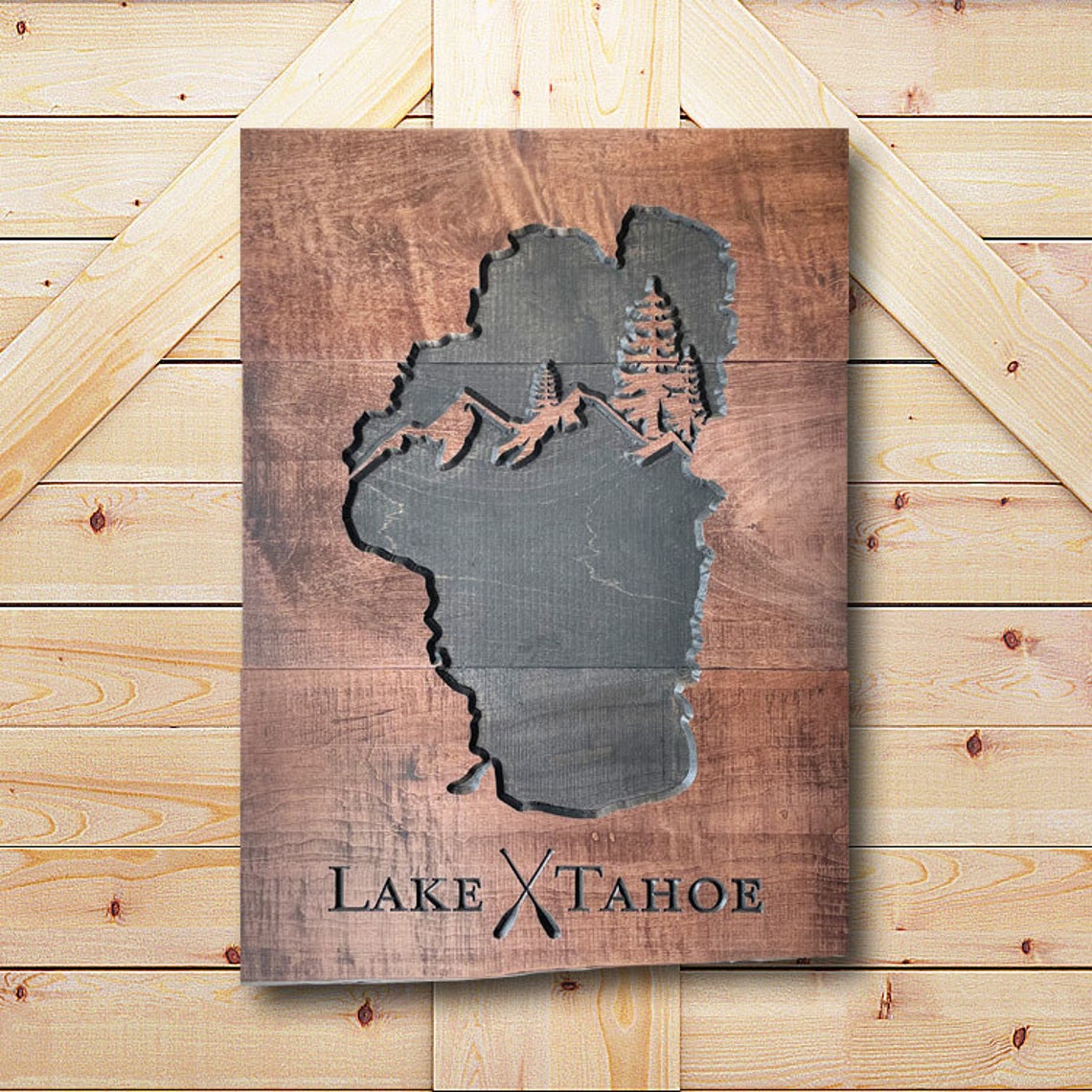 Custom Lake Tahoe Carved Wood Sign Wooden Lake Tahoe Map - Etsy