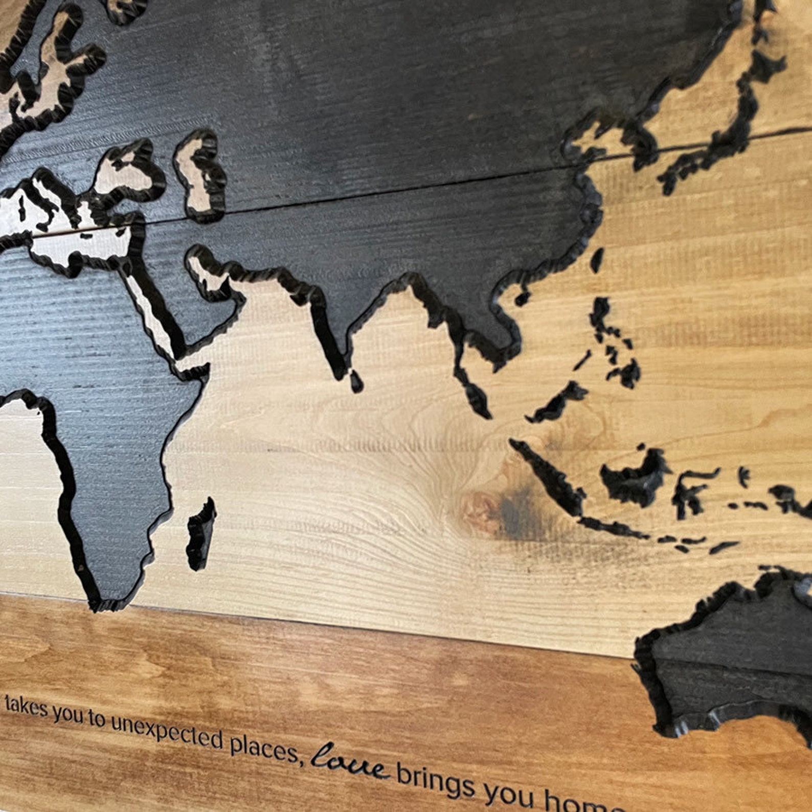 Wooden World Map, Custom Live Edge Map of the World, Rustic Cabin Décor ...