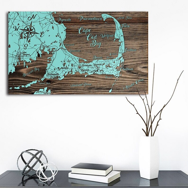 Cape Cod Bay Wood Map Massachusetts Laser-engraved Burnt - Etsy