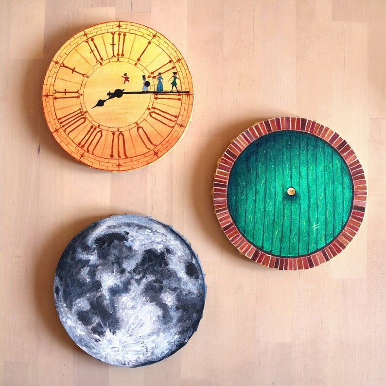 Big Ben Clock With Characters - Acrylic Painting on Circular Canvas ...