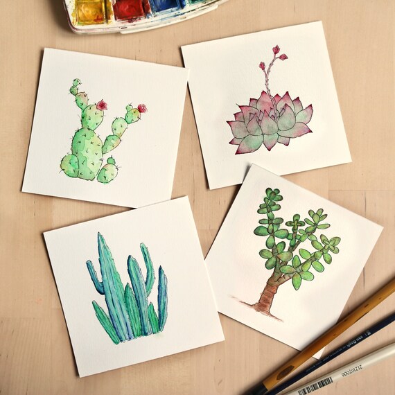 Cactus and Suculents Watercolor Set Printable for Home | Etsy