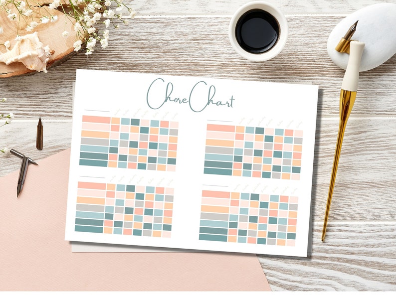 4 Child Chore Chart for , Kids Chores, Kids Chore Chart, Responsibility ...