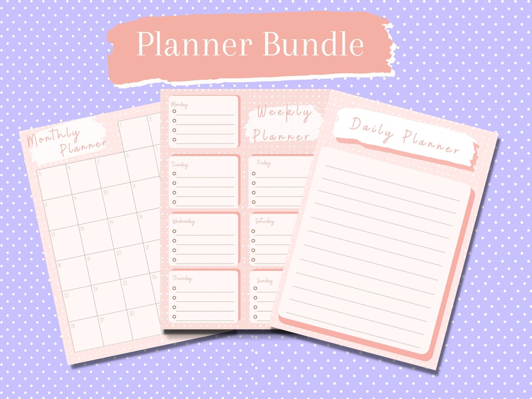 Planner Bundle, Digital Planner, Daily Planner, Weekly Planner, Monthly ...