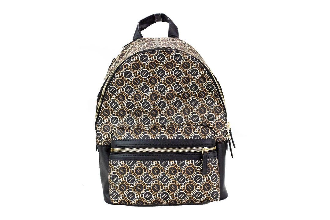 Marc Jacobs Signet Medium Black Logo Printed Leather Shoulder Backpack ...