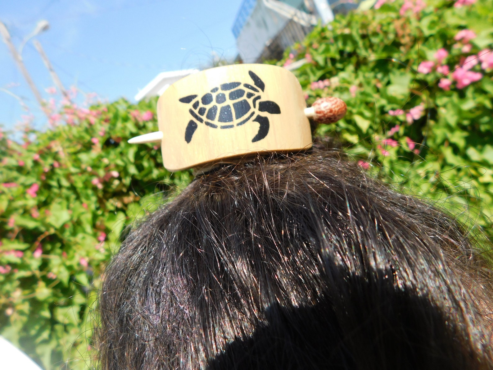 Turtle Bamboo Hairclip Handmade Tropical Flower Hair | Etsy