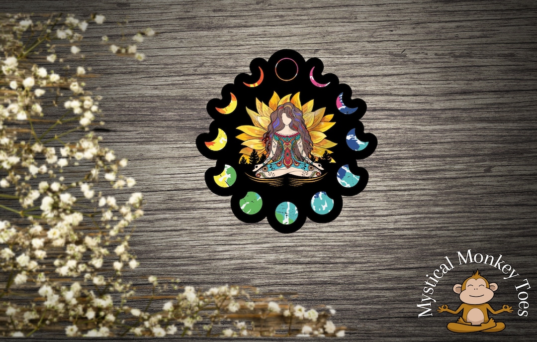 Beautiful Hippie Moon Phases Sticker | Laptop Sticker | Vinyl Die Cut ...